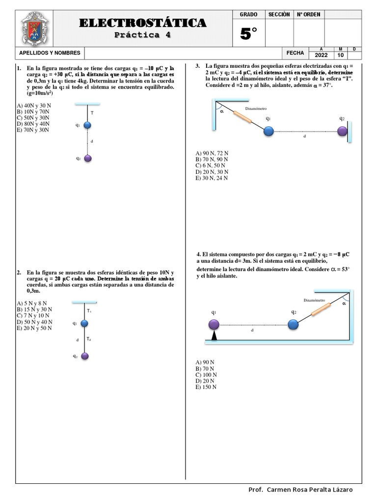 Tema 14 - Electrostática - Práctica 4 | PDF | Electromagnetismo | Electricidad