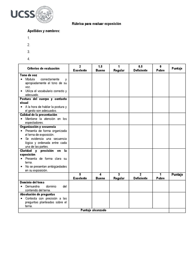 Rúbrica para Evaluar La Exposición | PDF