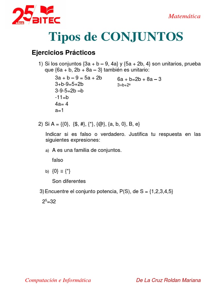 Tipos de CONJUNTOS | PDF | Matemáticas | Conceptos matemáticos