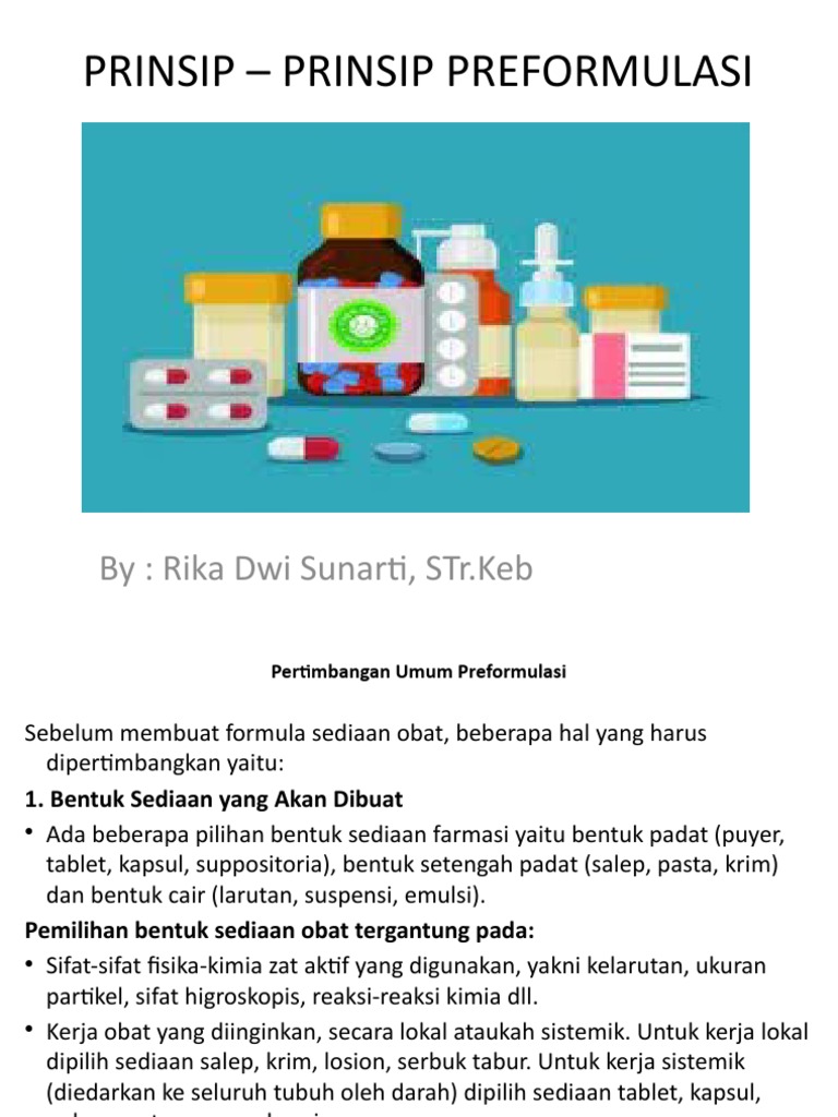 Bentuk Sediaan Obat dalam Preformulasi | PDF