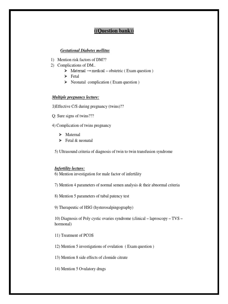 Gynecology & Obstetrics (Questions 1) | PDF | Uterus | Miscarriage