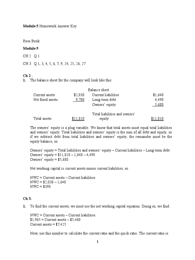 Module 5 Homework Answer Key | PDF | Equity (Finance) | Dividend