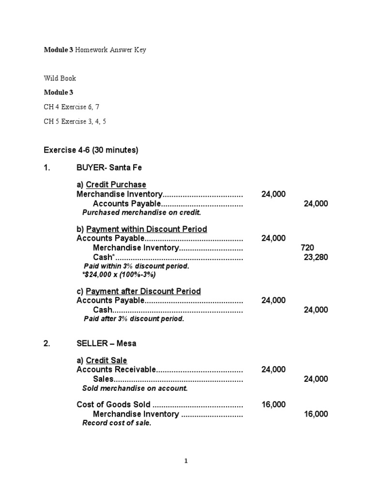 Module 3 Homework Answer Key | PDF | Cost Of Goods Sold | Business ... Module 3 Homework Answer Key | PDF | Cost Of Goods Sold | Business ...