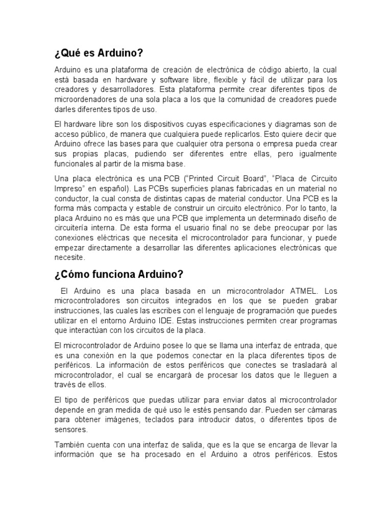 Qué Es Arduino | PDF | Arduino | Placa de circuito impreso Qué Es Arduino | PDF | Arduino | Placa de circuito impreso