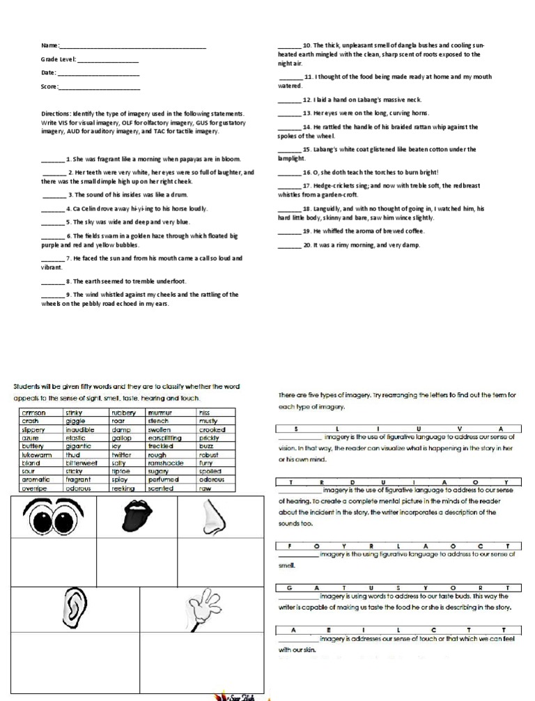 Sensory Images Quiz | PDF | Cognitive Science | Nervous System