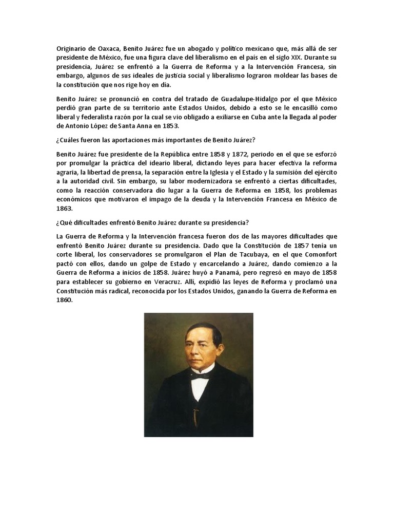 Benito Juárez Biografía En Inglés – HEQXD