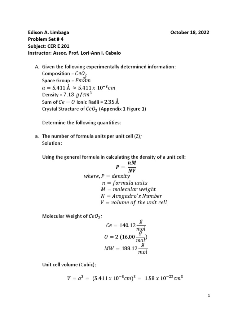 Analysis of the Crystal Structure of Cerium Dioxide (CeO2) | PDF ...