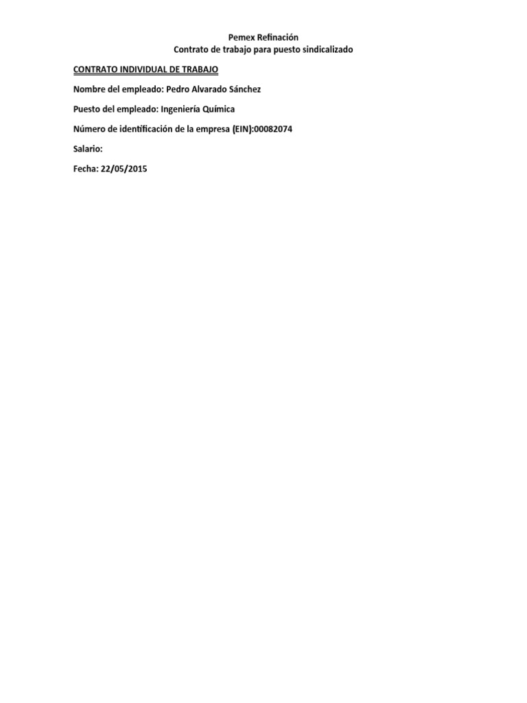Contrato Individual de Trabajo | PDF