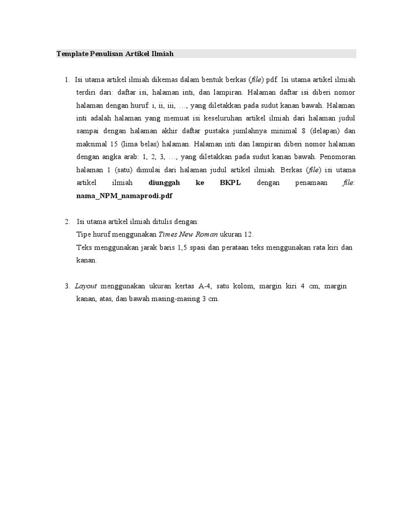 Contoh Template Artikel Ilmiah | PDF