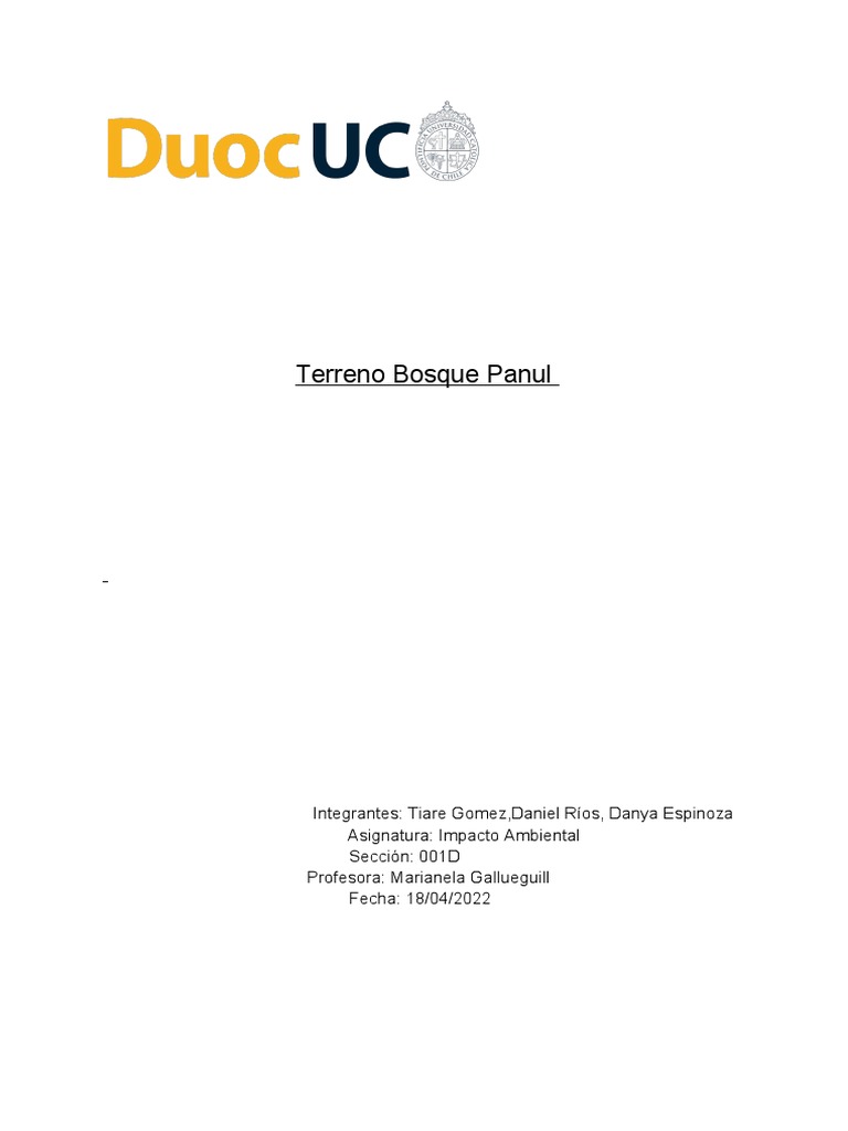 Informe sobre el Bosque Panul en Santiago | PDF | Los bosques | Entorno ...