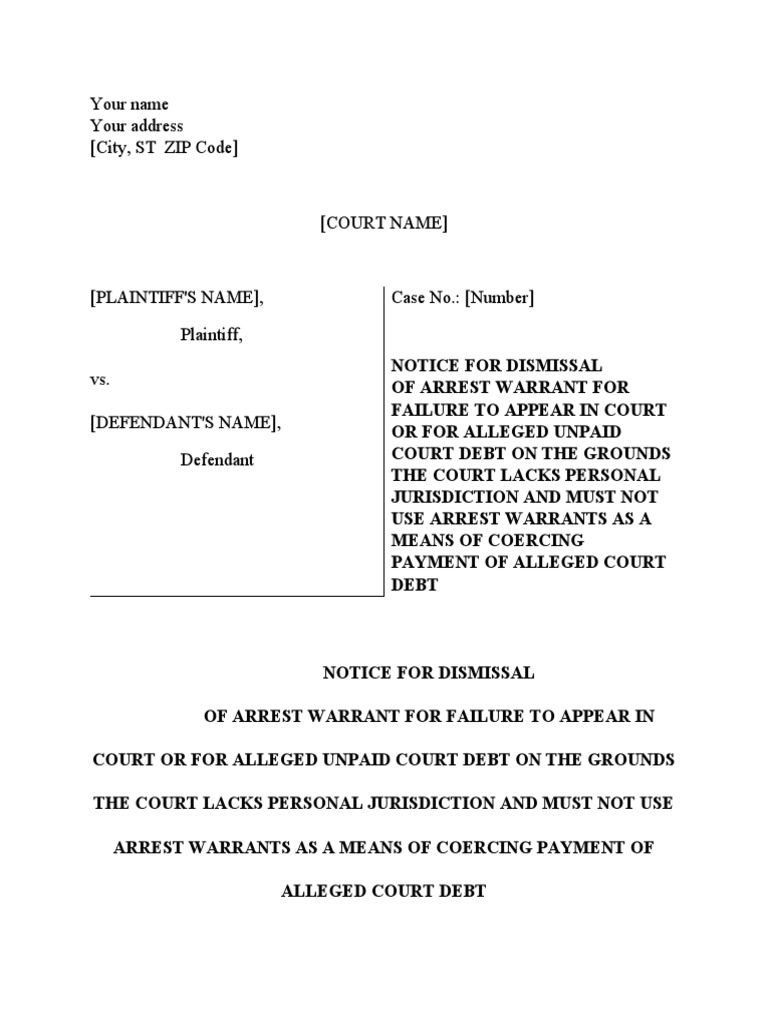 Motion To Dismiss Arrest Warrant | PDF | Personal Jurisdiction ...