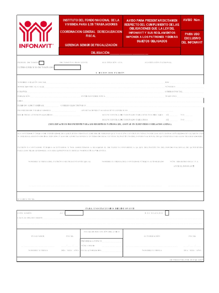 Aviso para - Presentar - Dictamen - Infonavit | PDF | Contador