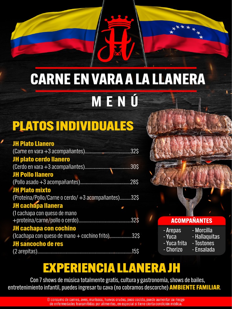 Menu JH Carne Llanera Miami | PDF | Cerdo | Cocina de las Americas