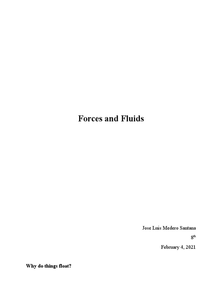 Forces and Fluids Project | PDF | Buoyancy | Weight