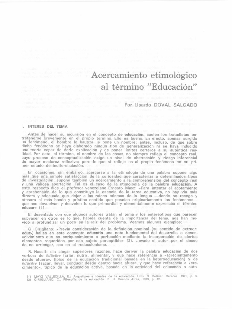 Etimología del término Educación | PDF | Concepto | latín