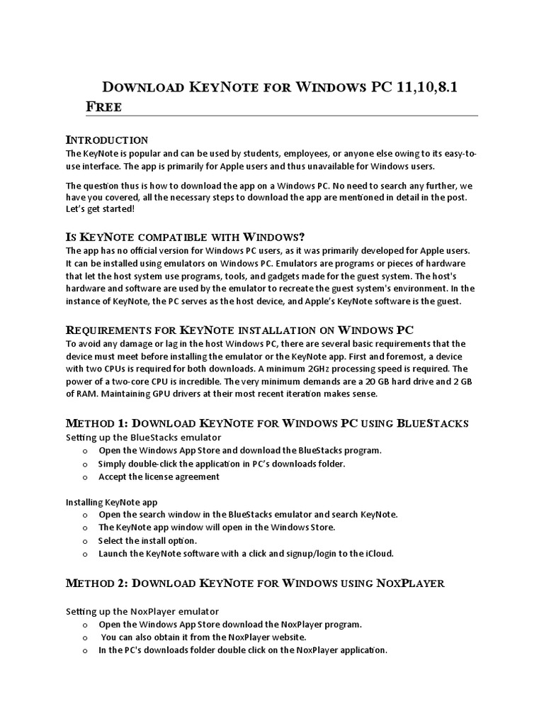 Download Keynote for Windows PC Guide | PDF | Microsoft Windows | I Cloud