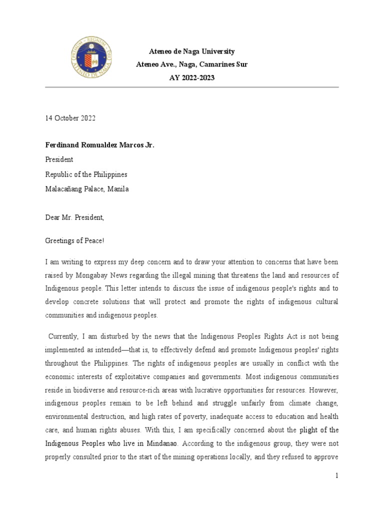 Letter | PDF | Indigenous Peoples | Resource