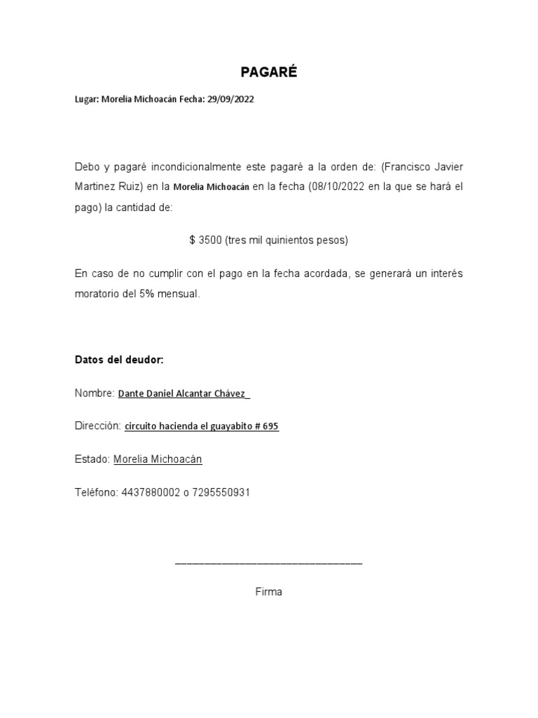 Modelo Pagaré | PDF