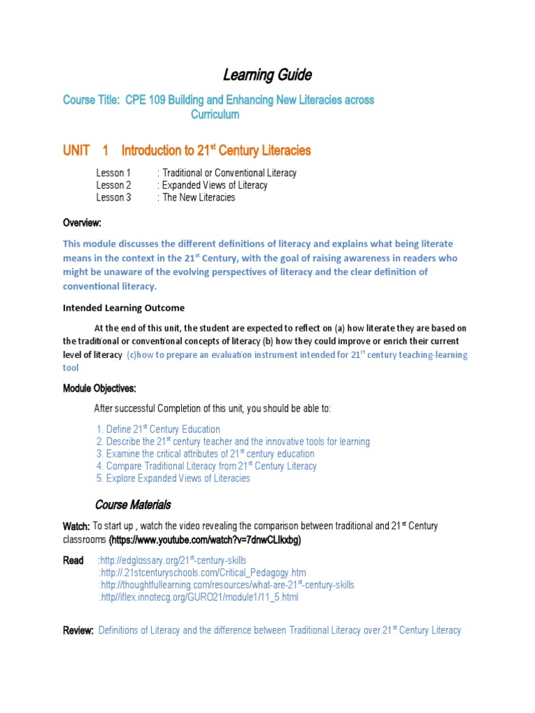 Cpe 109 Learning Guide Download Free Pdf Literacy Teaching Method