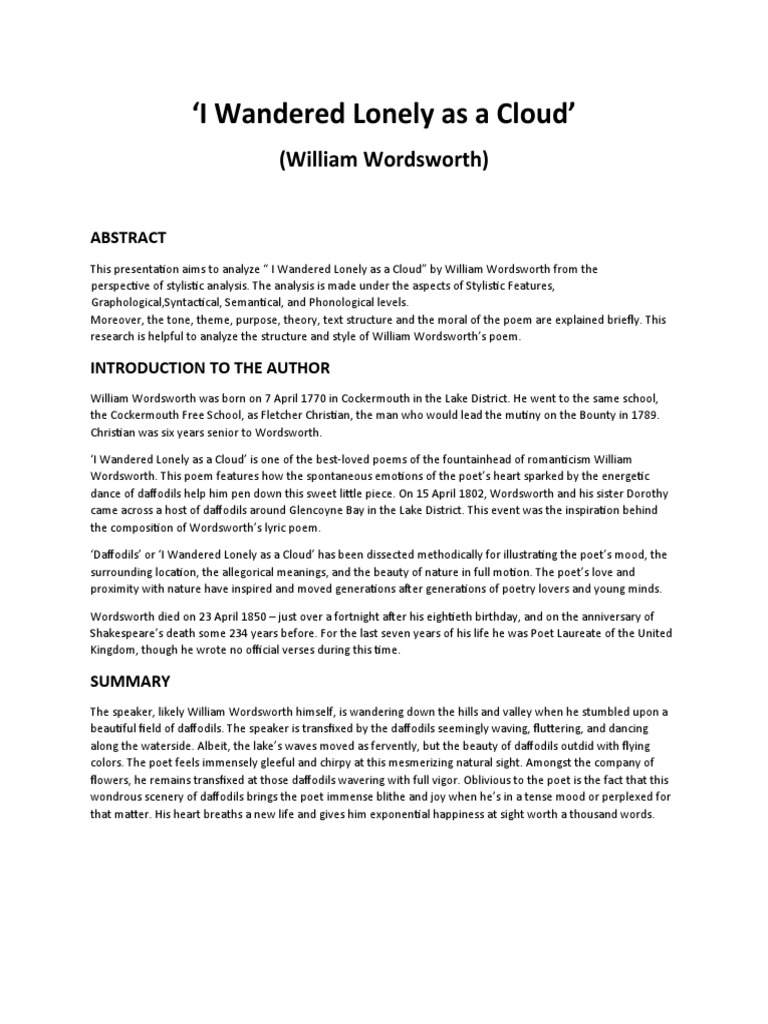 Poem Analysis | PDF | Poetry | William Wordsworth