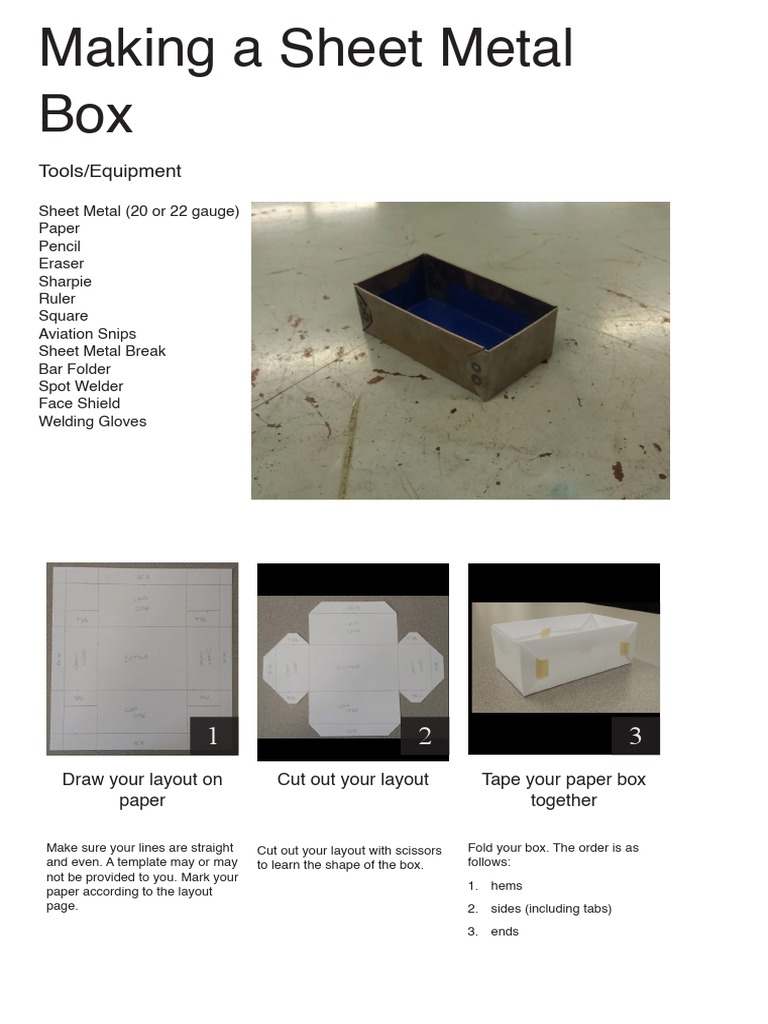 Sheet Metal Box - Step by Step | PDF | Sheet Metal | Welding