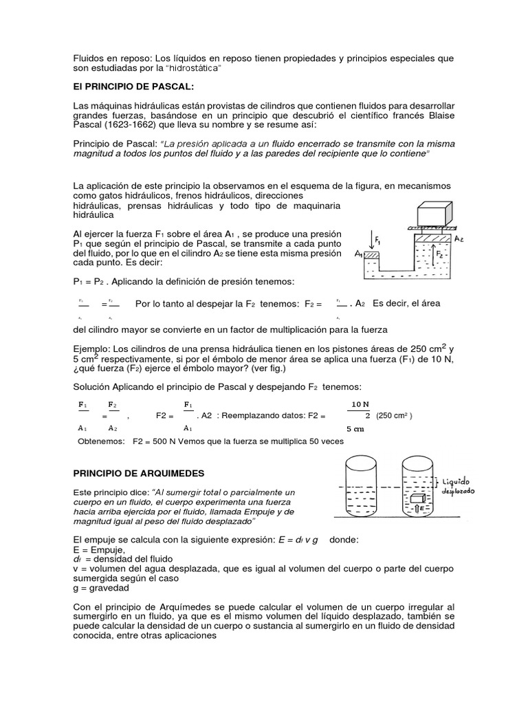Principio de Pascal y Arquímedes | PDF | Metrología | Ingeniería mecánica Principio de Pascal y Arquímedes | PDF | Metrología | Ingeniería mecánica
