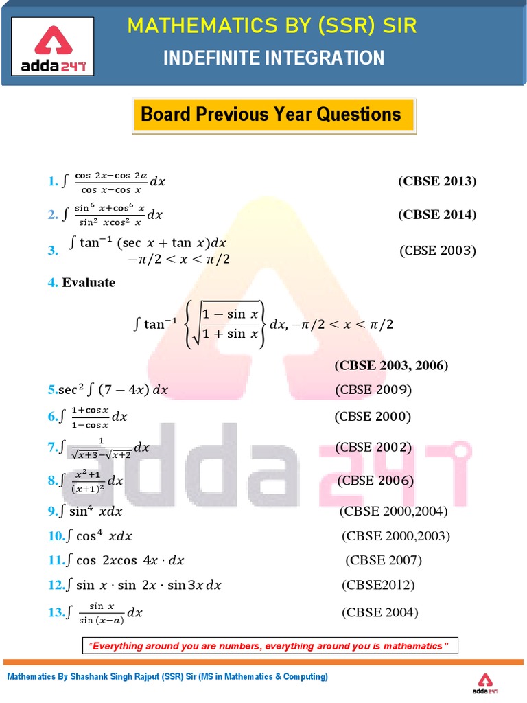 Board Previous Year Questions | PDF | Mathematics