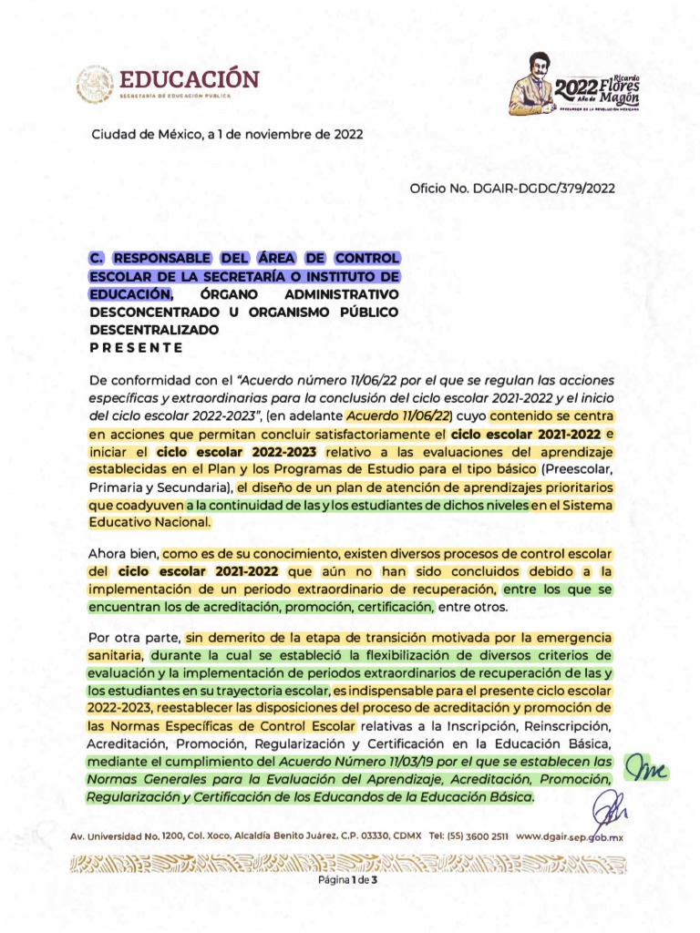 Circular Dgair-Dgdc 379 2022 Con Acuerdo 110319 | PDF | Educación ...