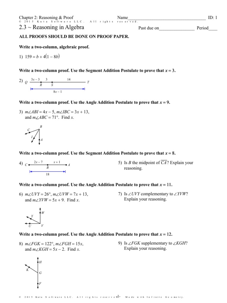 2.3 Reasoning in Algebra | PDF | Angle | Geometry