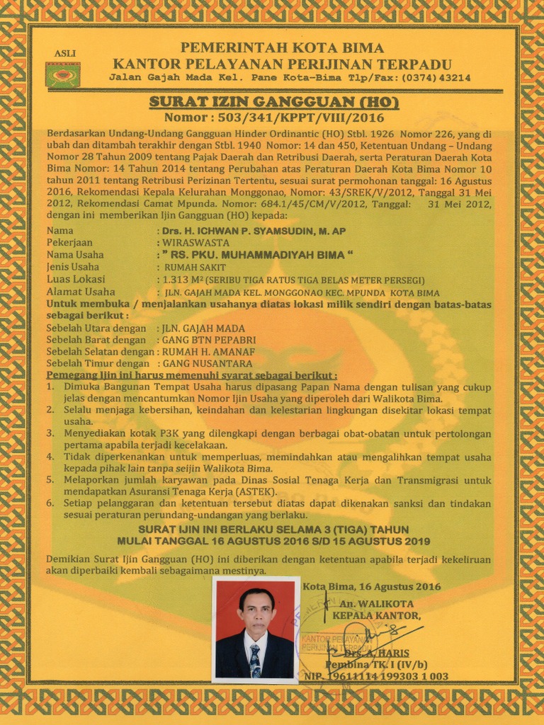 Surat Izin Gangguan (HO) | PDF