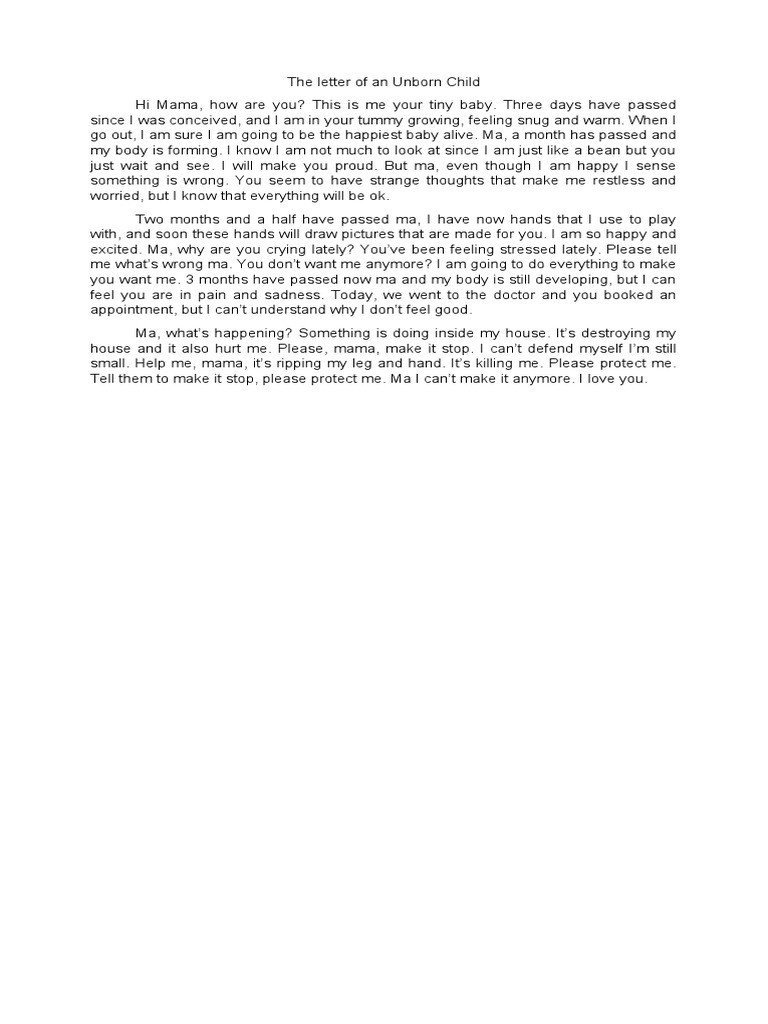 Letter from an Unborn Child | PDF