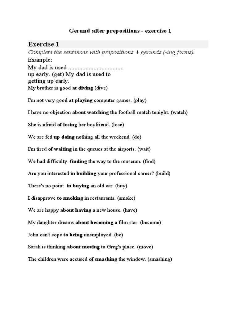 Wok Sheet 2 Gerunds After Prepositions | PDF