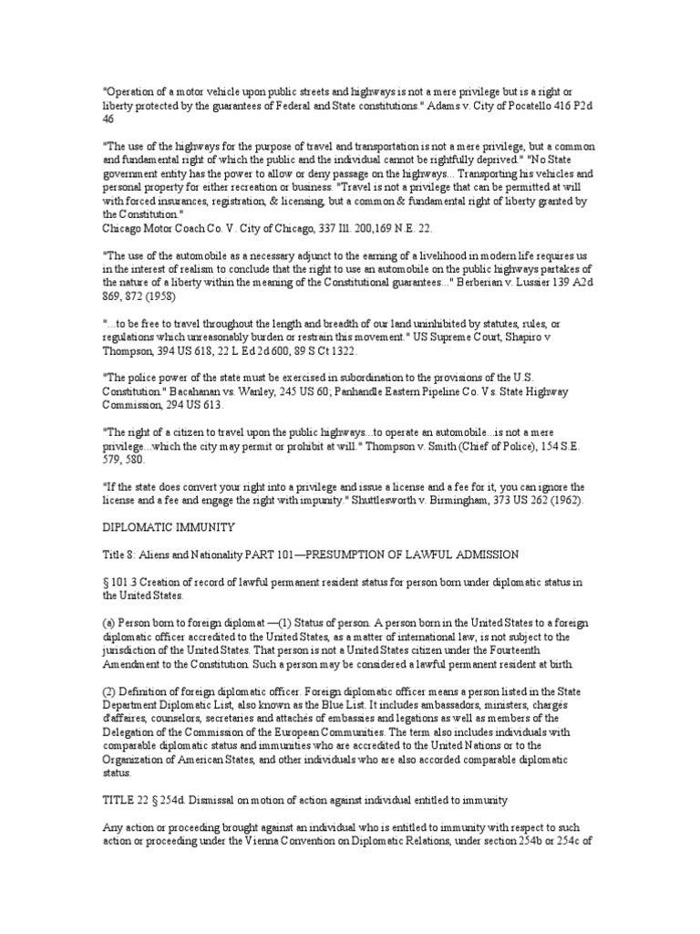 Rights of Travel and Licensing Exemptions | PDF | U.S. State | Legal ...