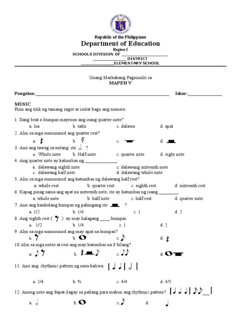 G5 Mapeh Q1 Periodical Test | PDF