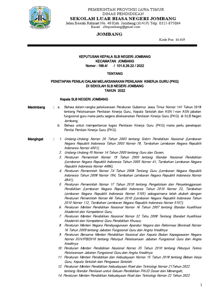 SK Penetapan Penilai PKG 2022 | PDF