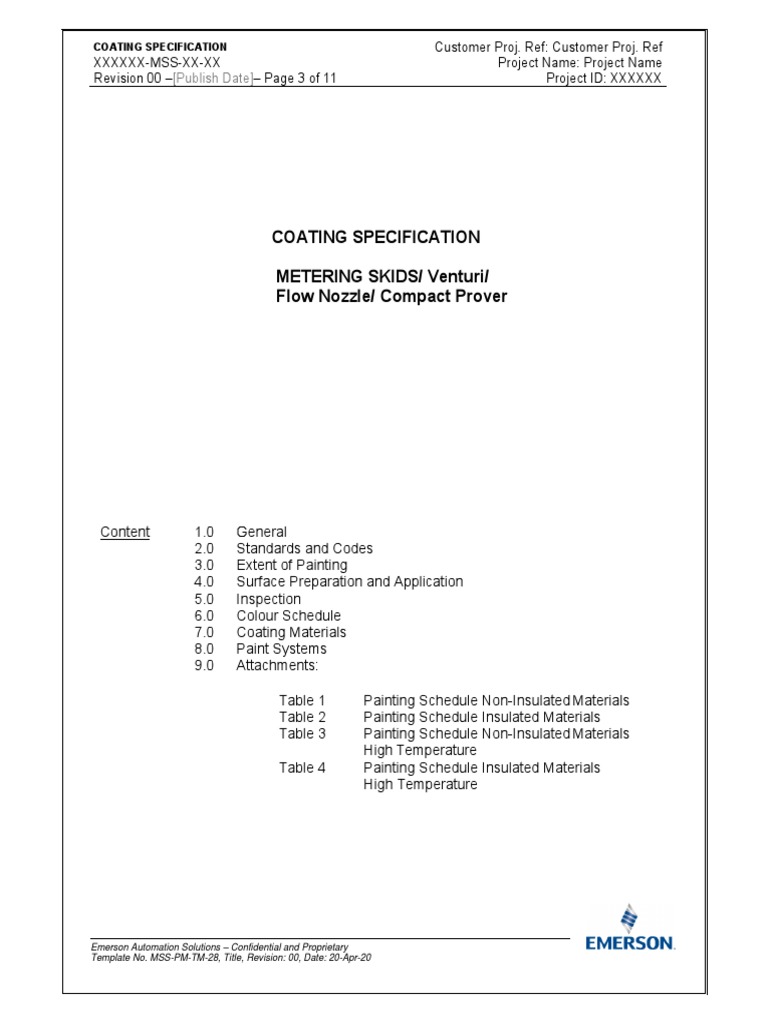 EMERSON Standard COATING SPECIFICATION | PDF | Paint | Specification ...