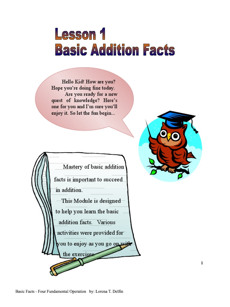 Basic Facts - Module in Math 4 | PDF | Subtraction | Multiplication