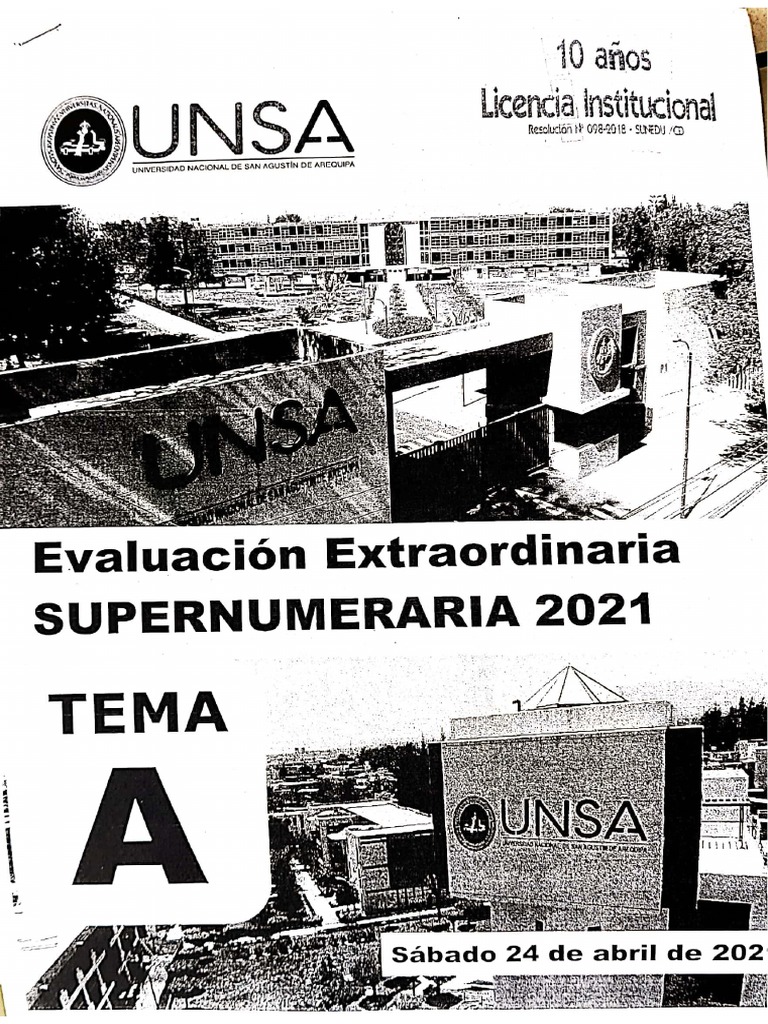 Examen Extraordinario 2021 Unsa | PDF