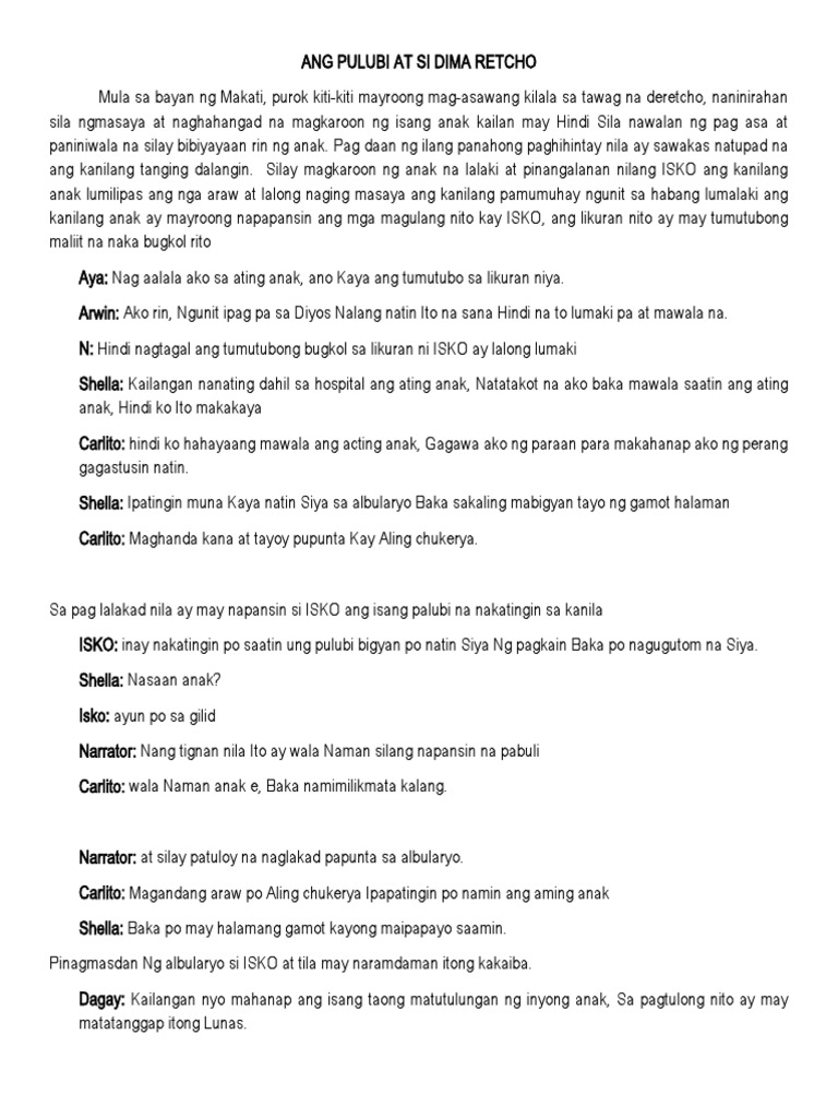 Ang Pulubi at Si Dima Retcho | PDF