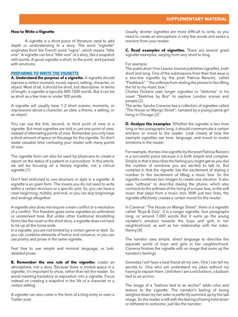 How To Write A Vignette | PDF