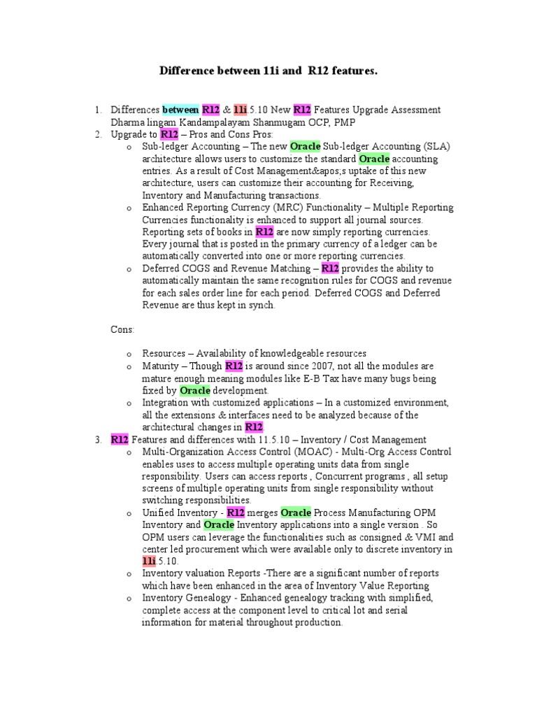 Difference Between 11i and R12 Features | PDF | Electronic Data ...