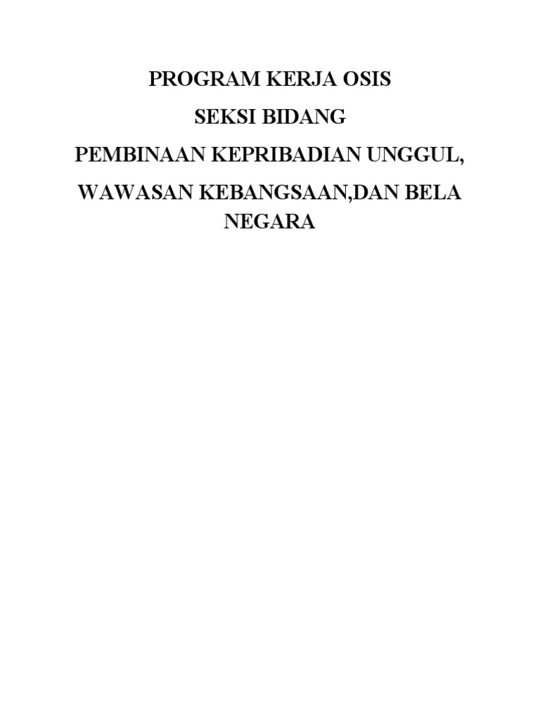 Program Kerja Osis Seksi Bidang Bela Negara 1 | PDF