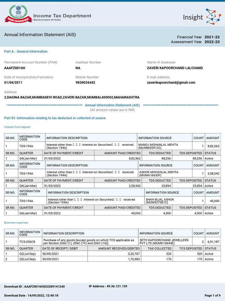 Annual Information Statement (AIS) | PDF | Value Added Tax | Taxes