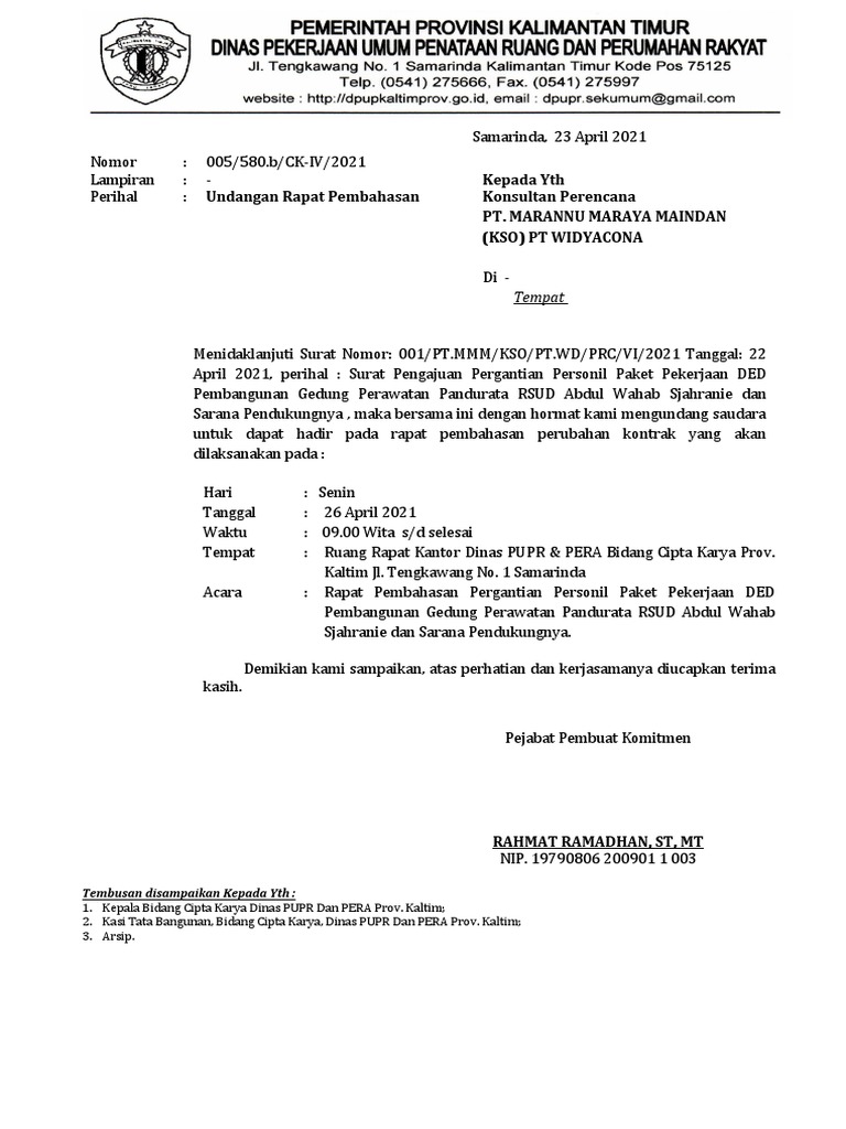 Undangan Rapat Pembahasan | PDF