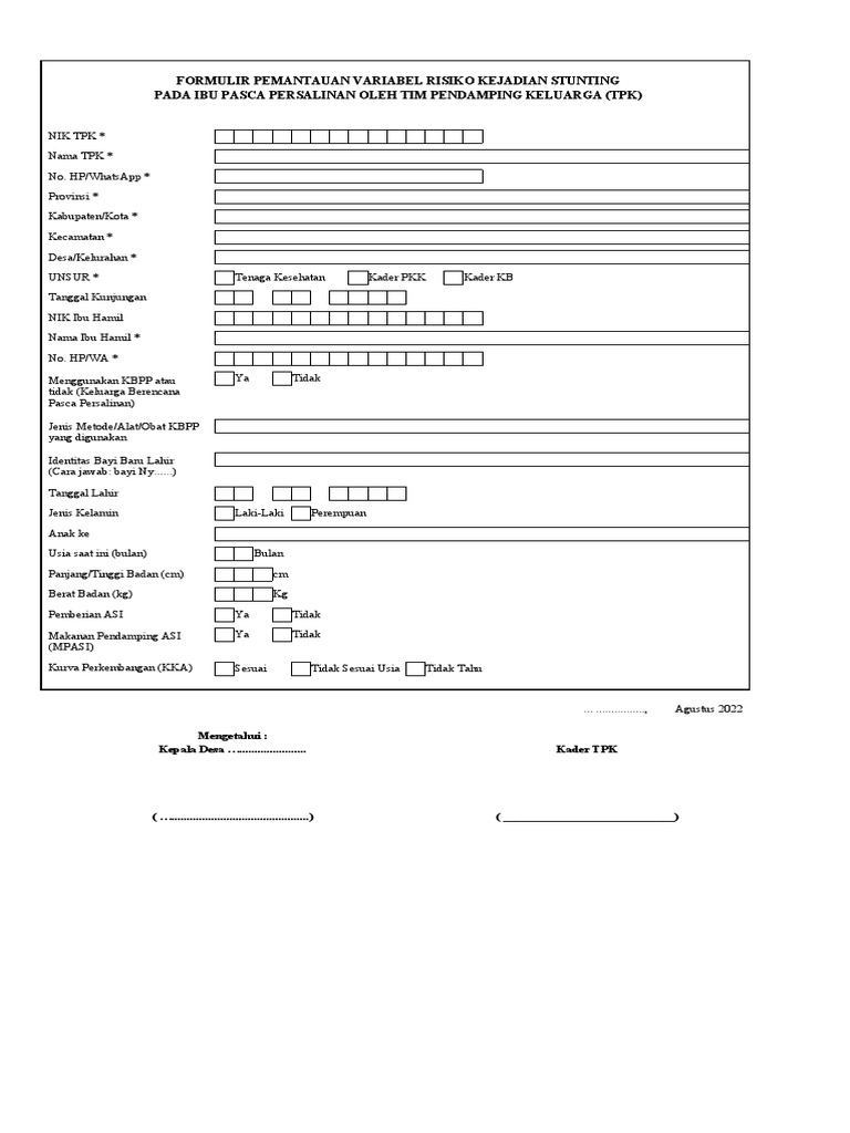 Formulir TPK Google Form | PDF