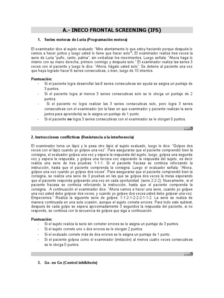 Ineco Frontal Screening | PDF | Cognición | Ciencia cognitiva