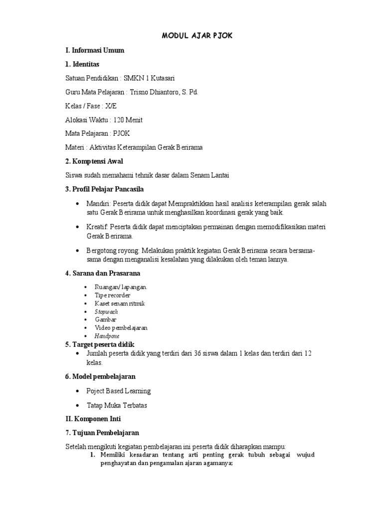 Modul Ajar PSP Gerak Berirama | PDF