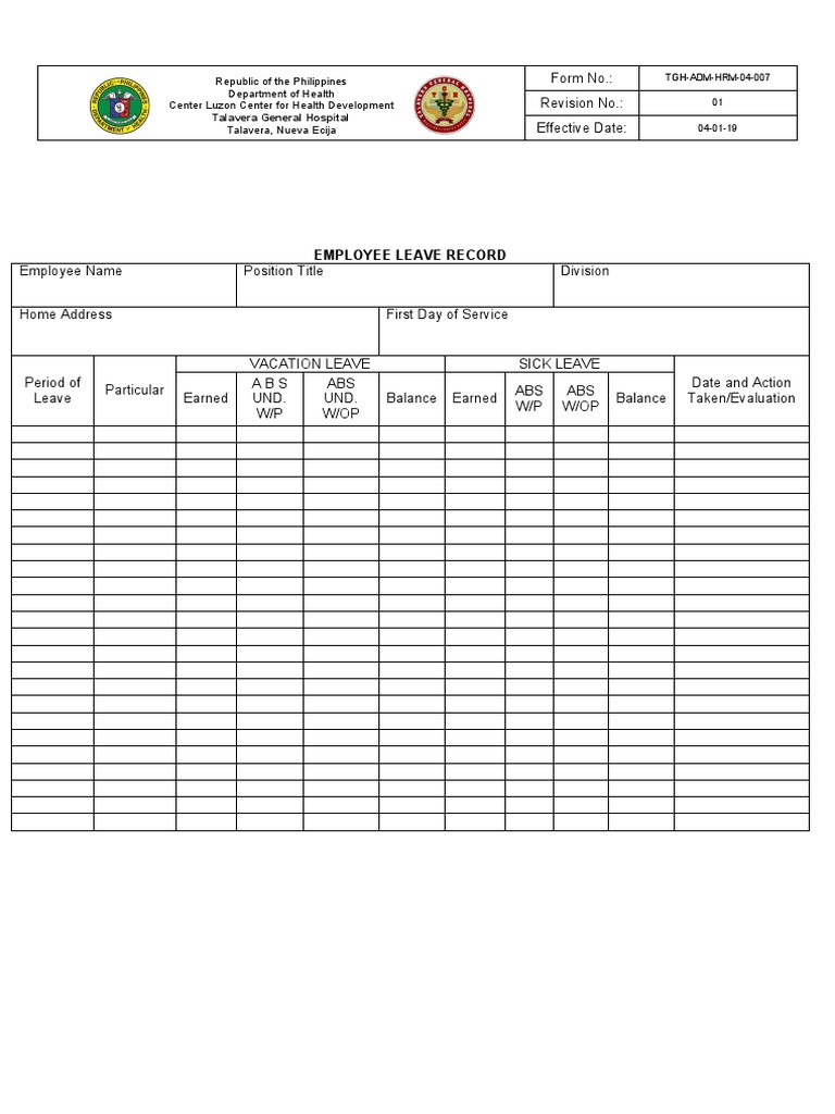 Employee Leaves Record | PDF | Social Programs | Public Services