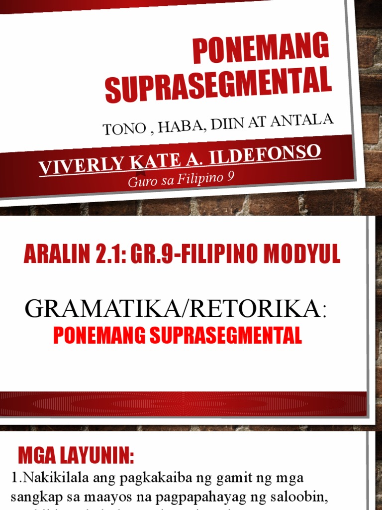 Ponemang Suprasegmental gr9 Powerpoint Presentation | PDF