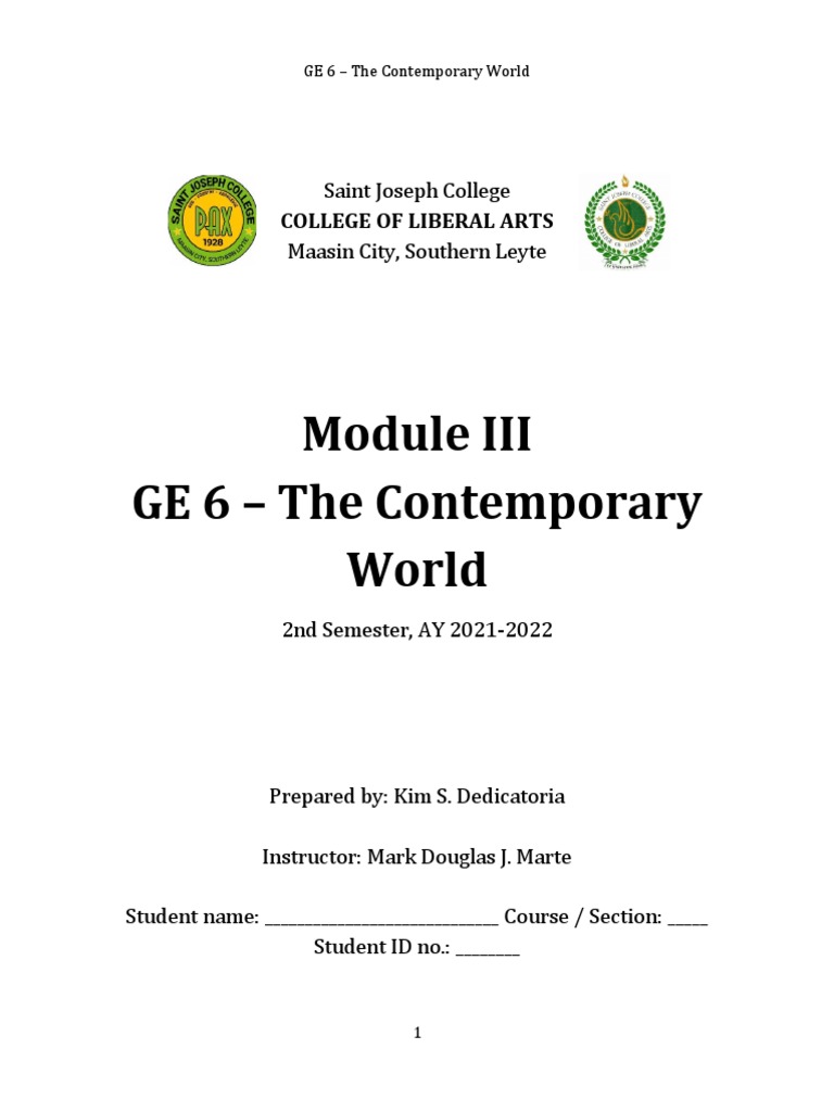 GE6 Module No. 03 Pre Final | PDF | Globalization | Demography